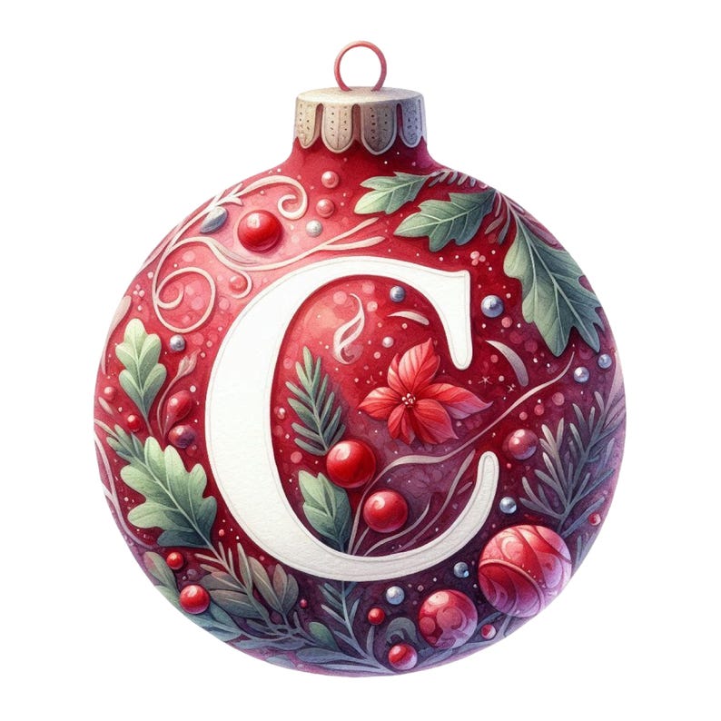 Christmas Ornament Alphabet Clipart: Festive PNG Letters (digital ...
