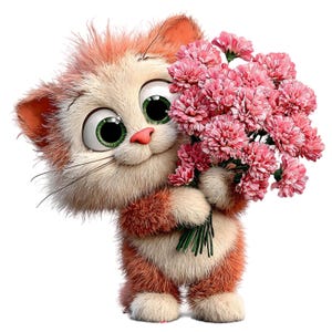 Kissy Kitty Valentine Illustration Set: Love-themed Animal Character ...