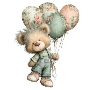 Spring Teddy Bear Illustration Set: Seasonal Animal Character Art 22 ...
