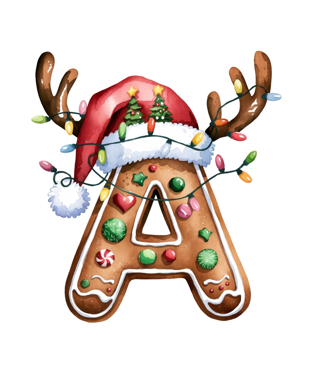 Gingerbread Alphabet Clipart: Christmas PNG, 26 PNG Festive Letters ...