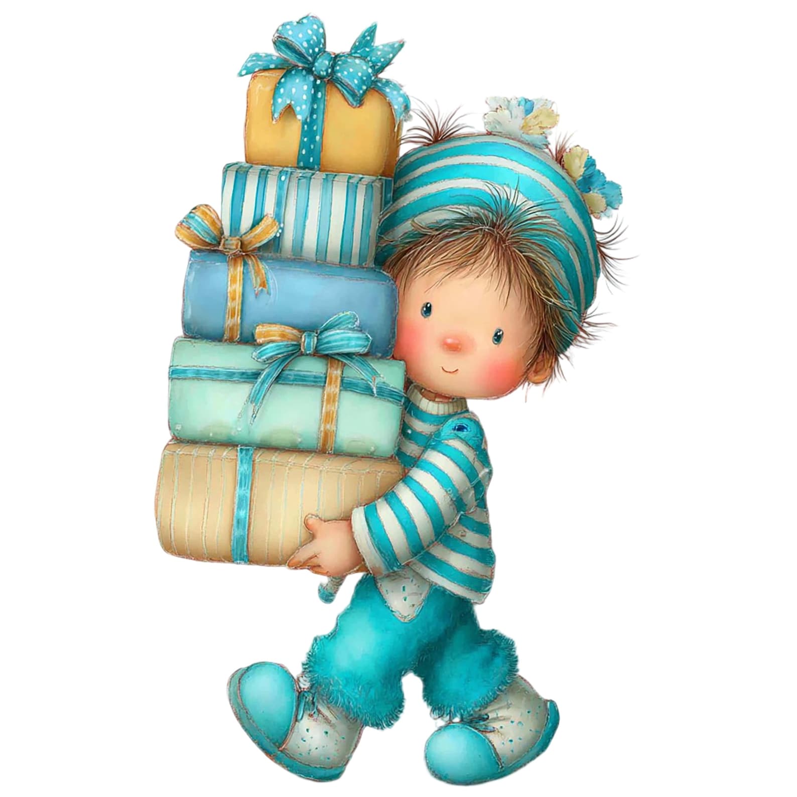 Whimsical Birthday Kids Clipart – Watercolor Party Children PNG Set ...
