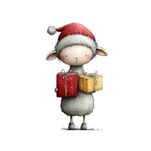 Christmas Sheep Clipart: Cute Winter Farm Animal PNG Images (digital ...