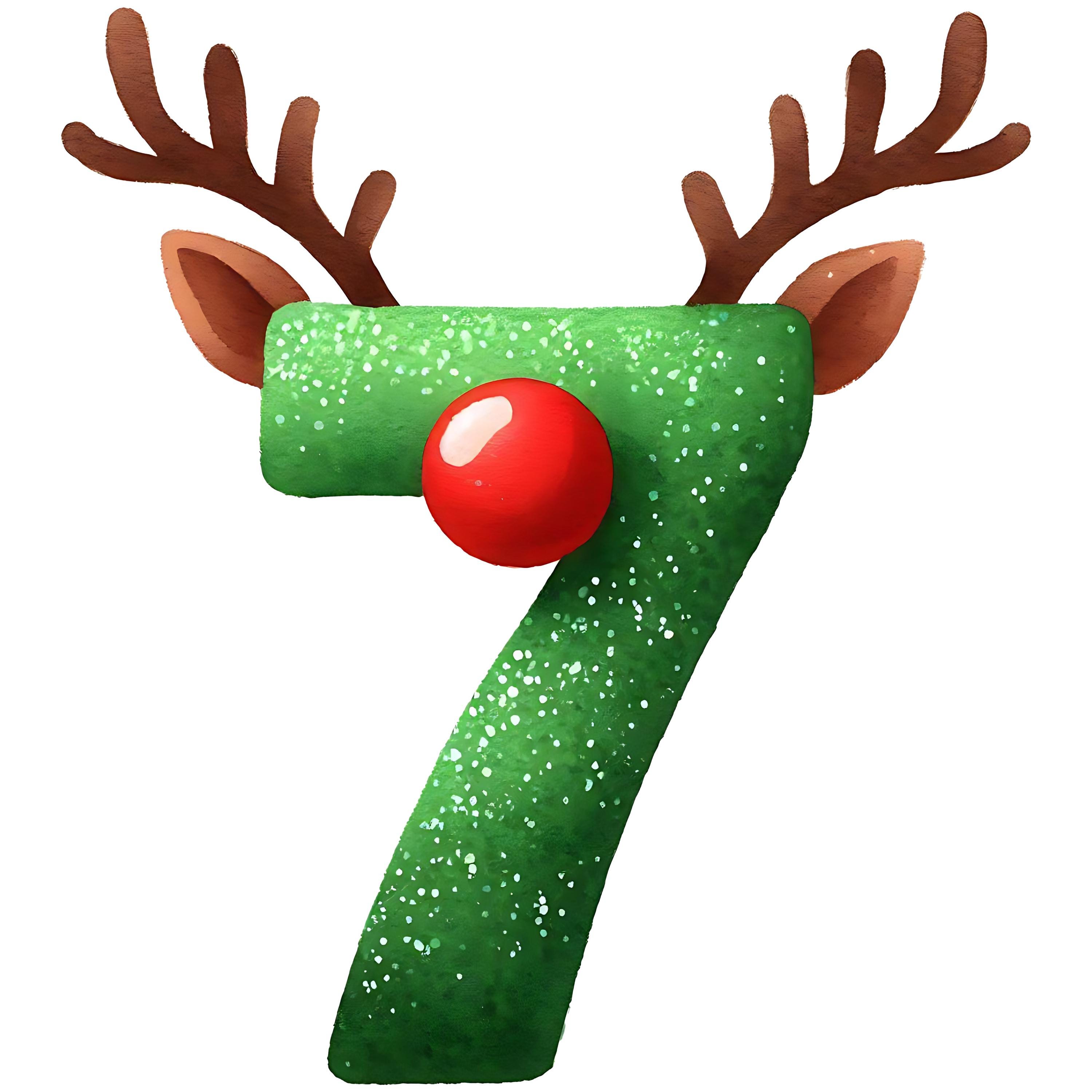 Green Xmas Alphabet With Antlers Clipart: Festive Holiday Letters PNG ...