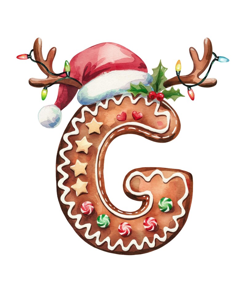 Gingerbread Alphabet Clipart: Christmas PNG, 26 PNG Festive Letters ...