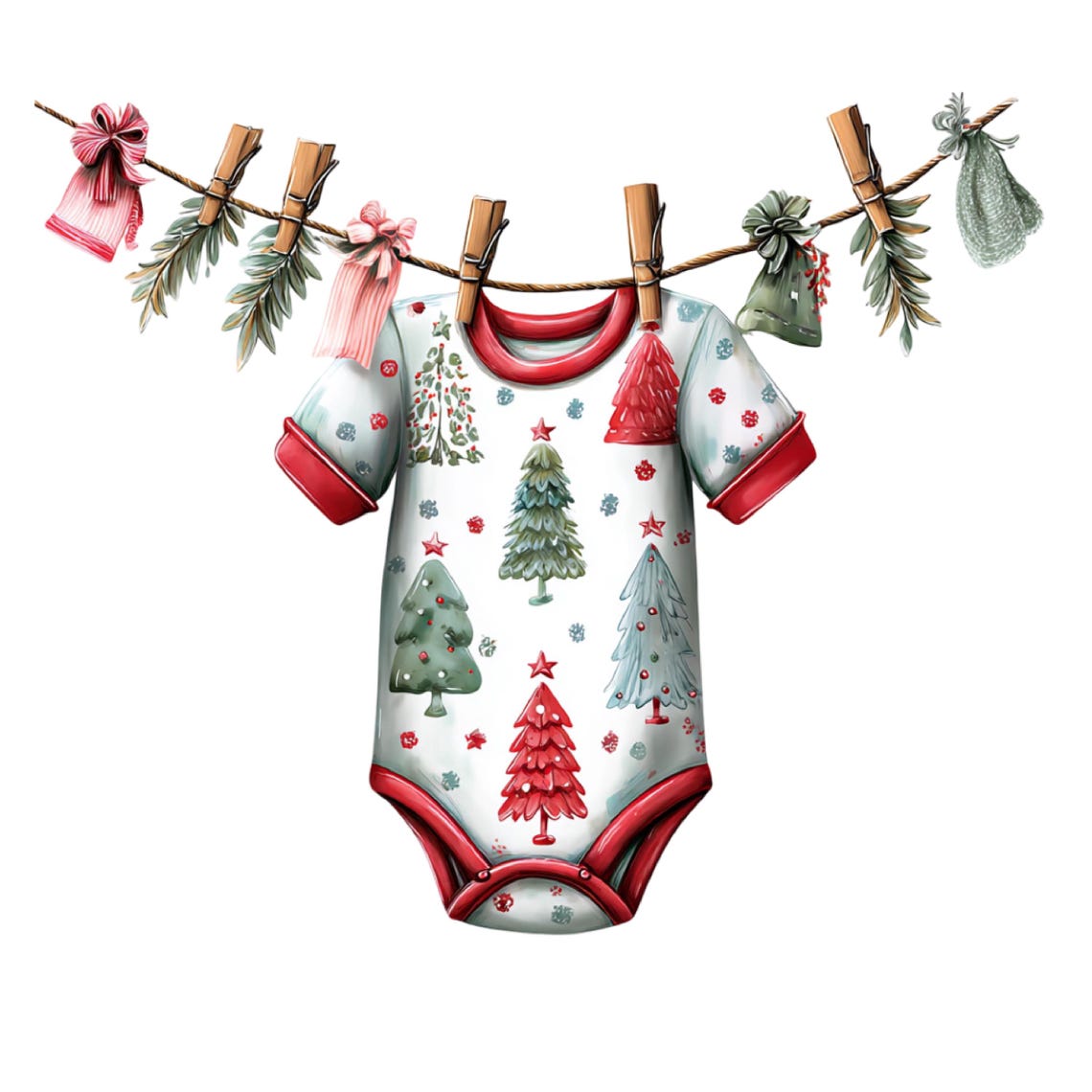 Christmas Baby Clothesline Clipart: Cute Holiday Nursery PNG Images ...