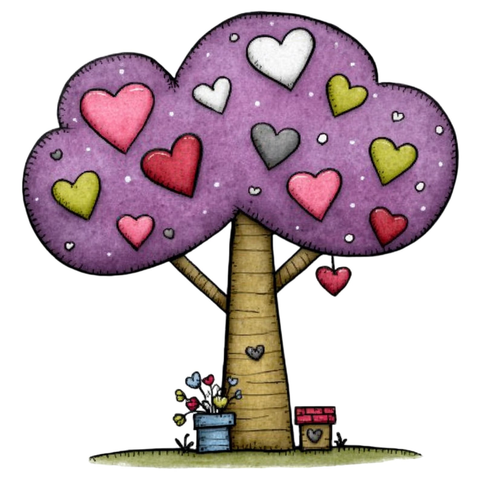 Whimsical Valentines Day Heart Tree Clipart – Watercolor Love Holiday ...