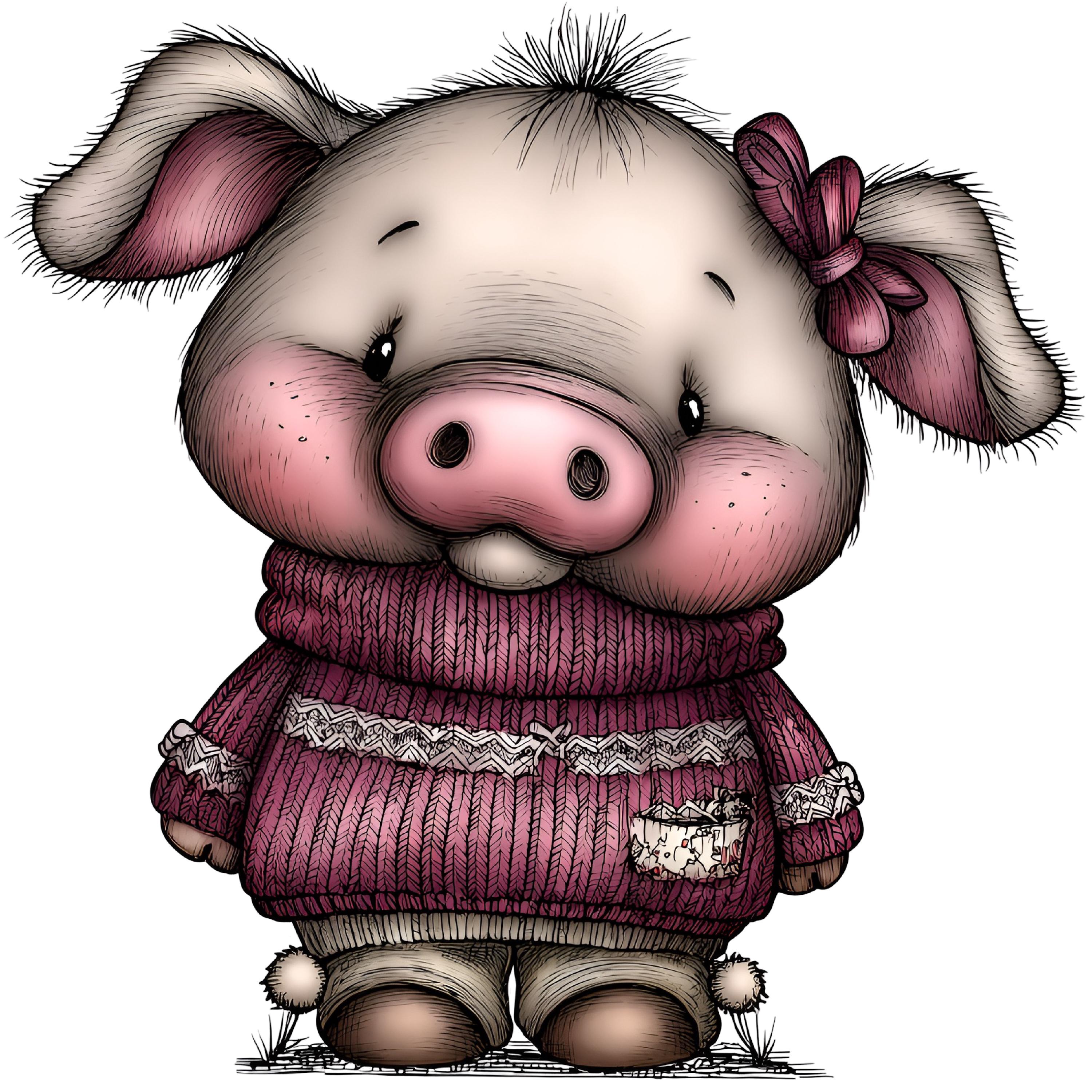 Farm Animals Christmas Clipart – Rustic Holiday PNG Set (instant ...