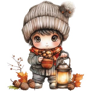 Fall Kids Clipart: Cute Autumn Children PNG Images for Cards, Crafts ...