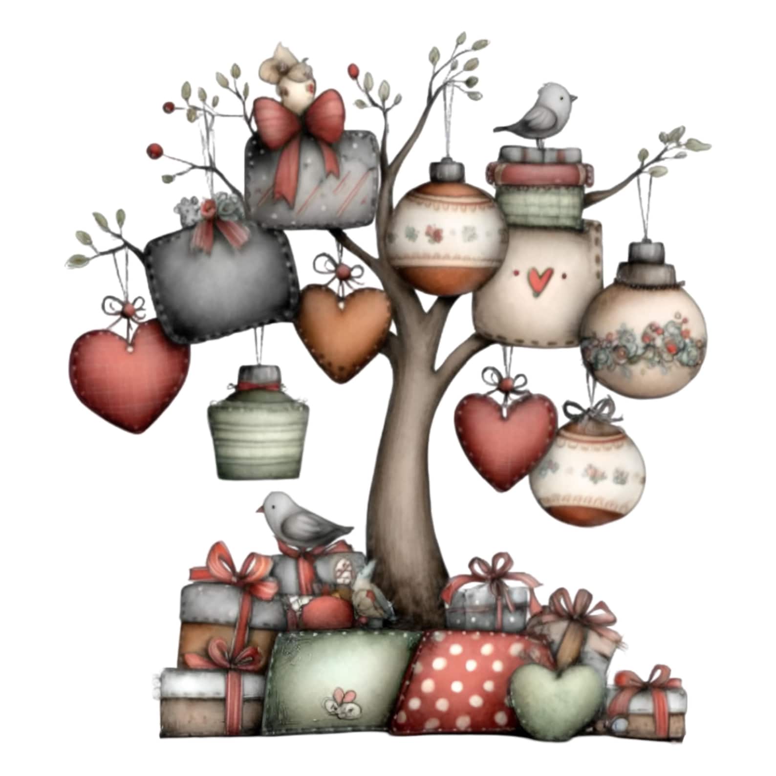 Whimsical Christmas Tree Clipart: Cute Holiday PNG Images (digital ...