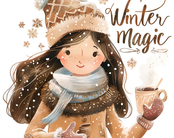 12 Cute Quirky Winter Girl Clipart, Winter Girl Watercolor, Girl in ...