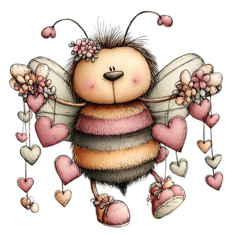 Quirky Valentine Bee Set: Funny Whimsical Love Art Bundle 41 PNG - Etsy