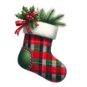 30 Red & Green Plaid Christmas Png Clipart,christmas Digital Download ...