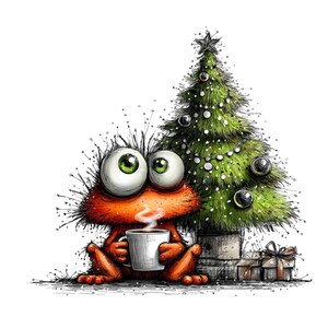 Christmas Monster Clipart – Funny Holiday Creature PNG Set (digital ...