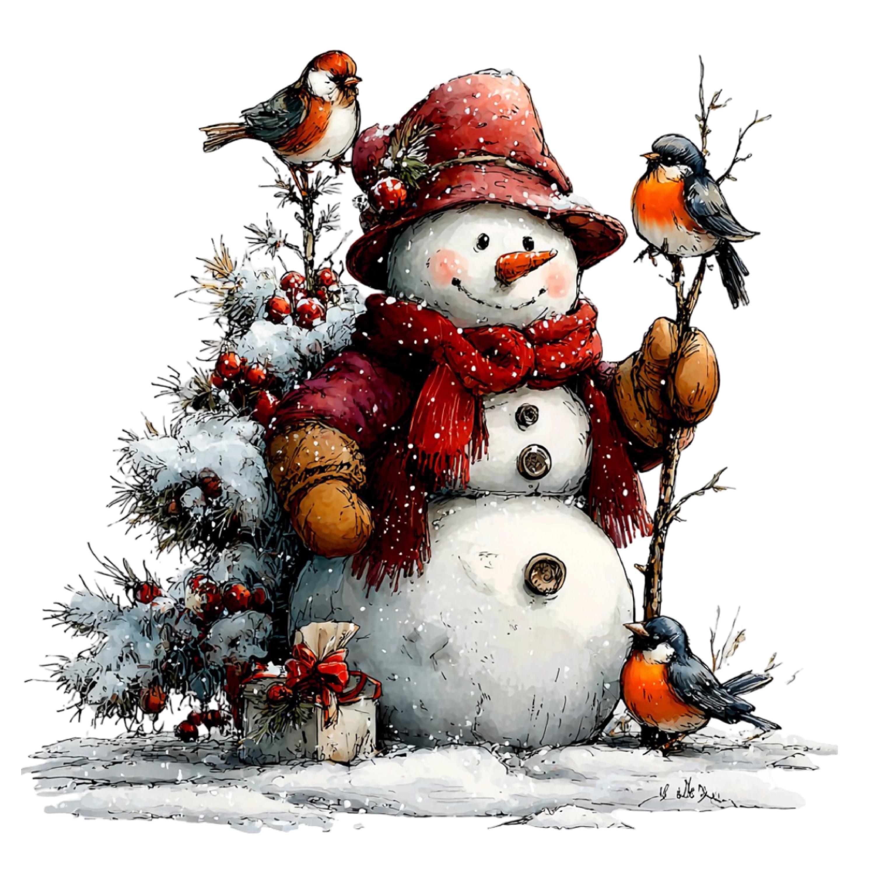 Quirky Funny Snowman Clipart: Cute Christmas PNG Images (digital ...