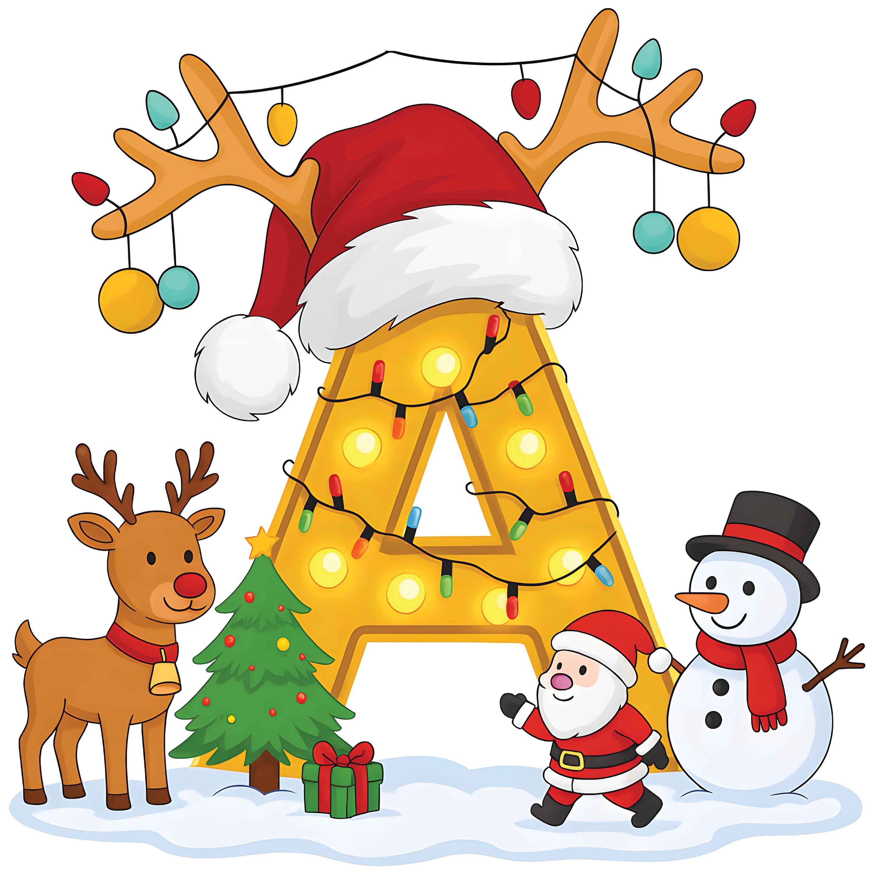 Christmas Alphabet Numbers: Holiday Letter PNG Images (digital Download ...
