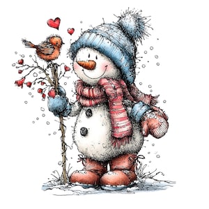 Whimsical Christmas Snowman PNG Set: Festive Watercolor Clipart Bundle ...