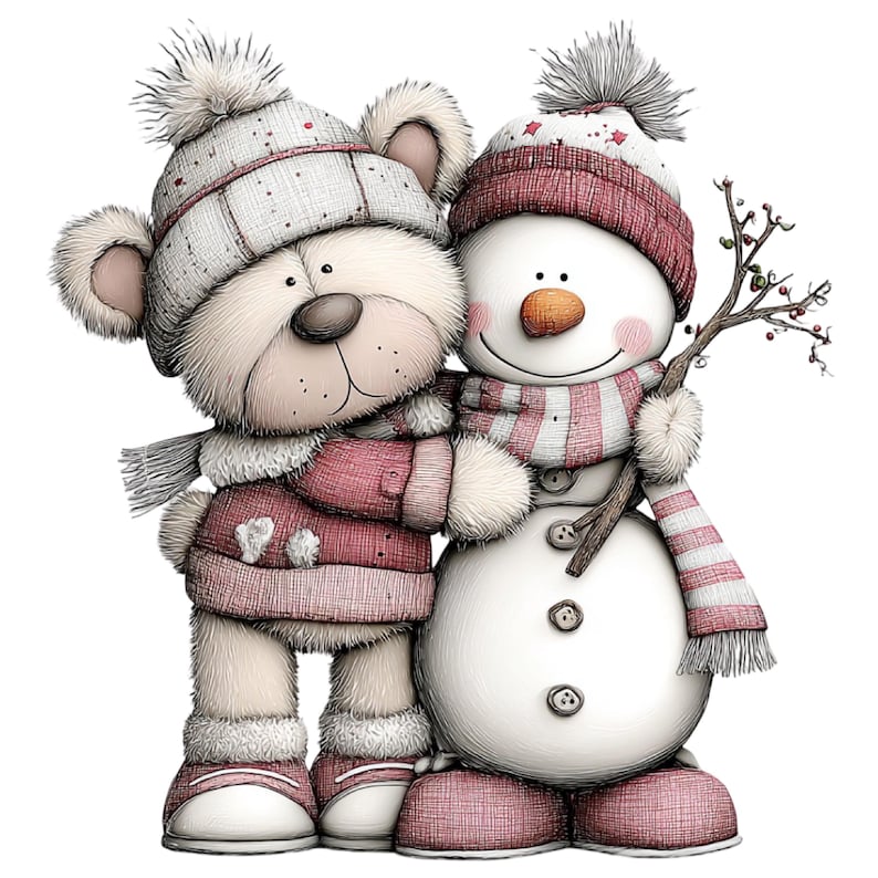 Whimsical Christmas Teddy Clipart: Cute Holiday Bear PNG Images ...