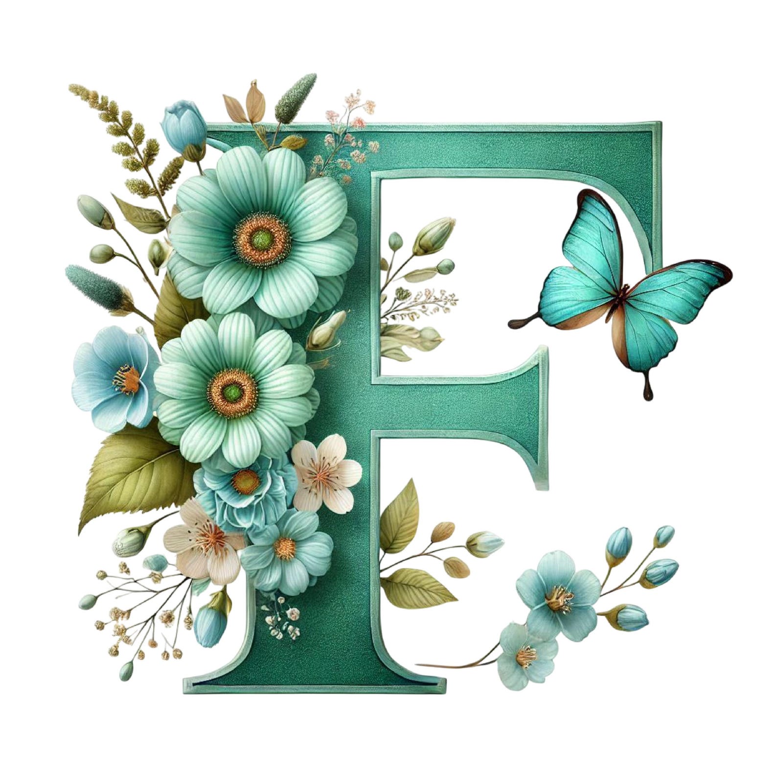 Watercolor Spring Alphabet Clipart – Floral Letter PNG Set (digital ...