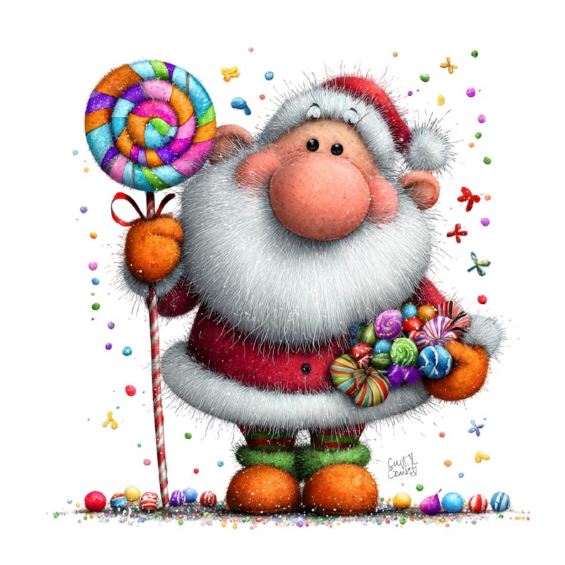 Whimsical Christmas Santa Clipart – Cute Holiday Father Christmas PNG ...