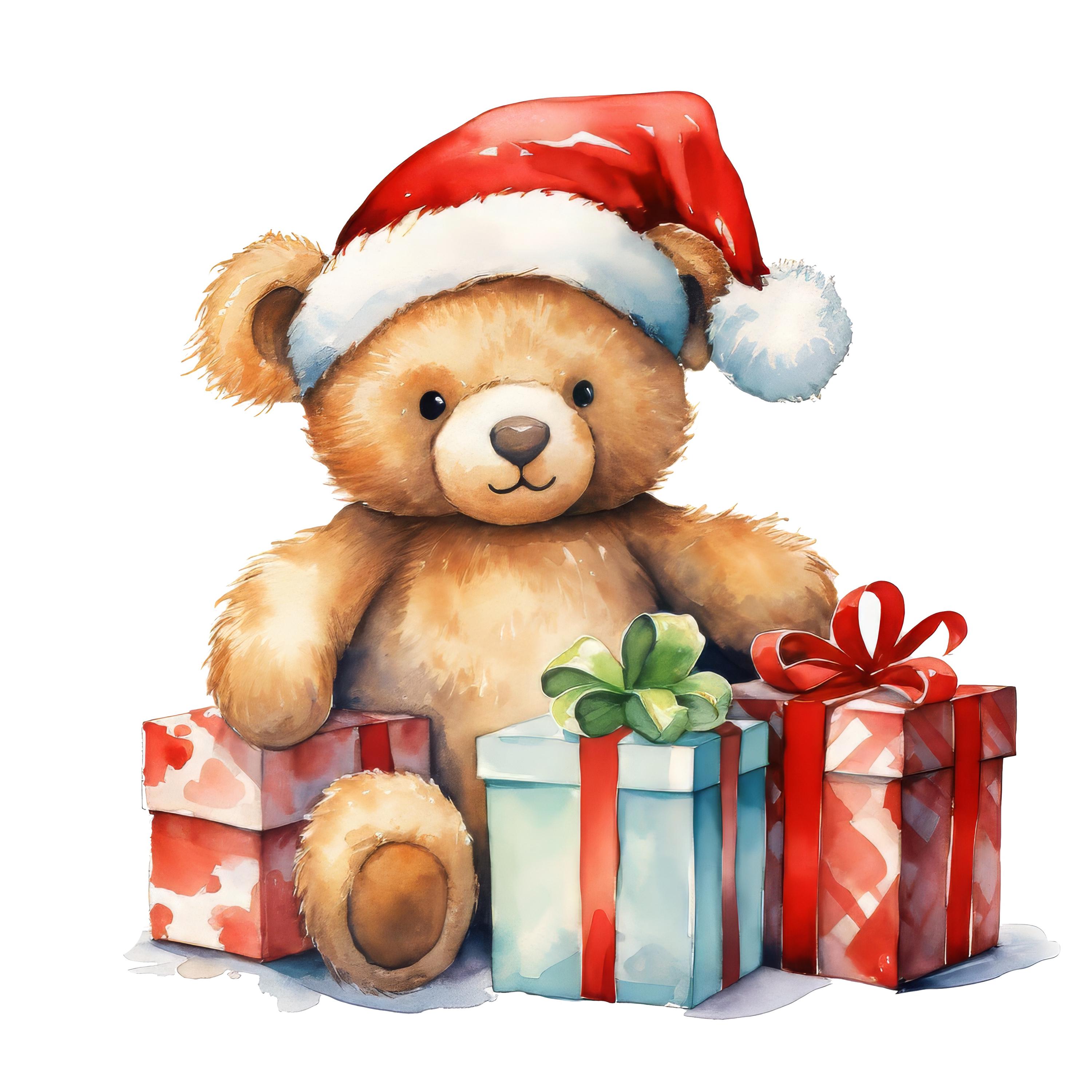 Christmas Teddy Bear Clipart Bundle: Cute Holiday PNG Images ...