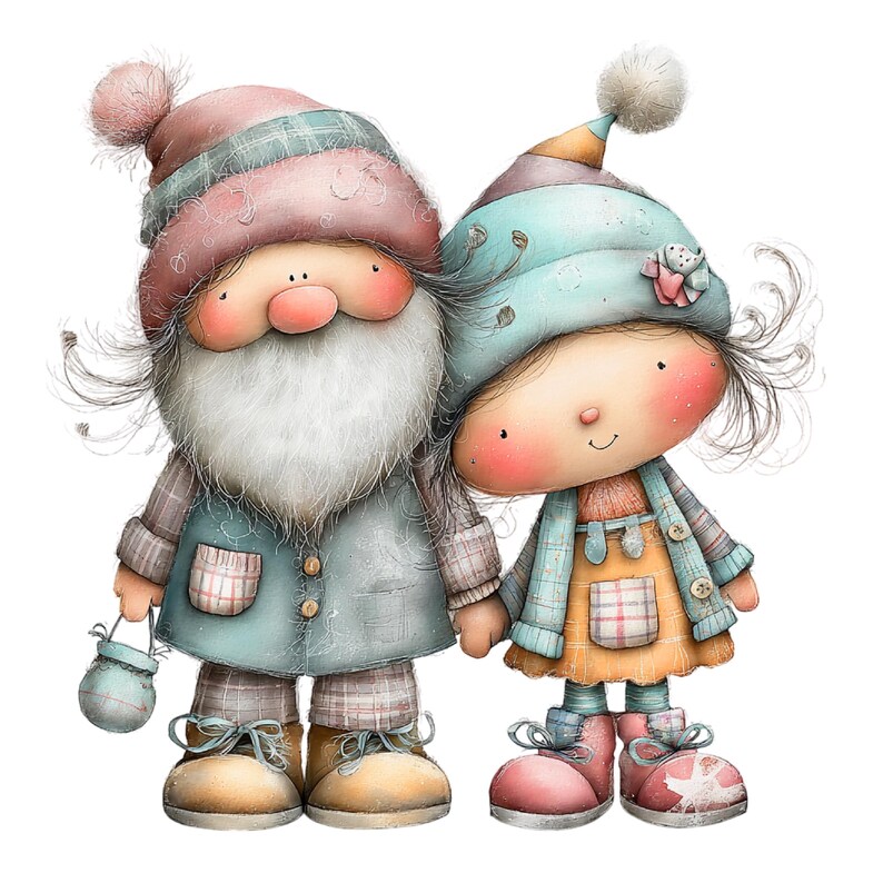 Christmas Girl and Santa Clipart – Whimsical Holiday PNG Set (instant ...