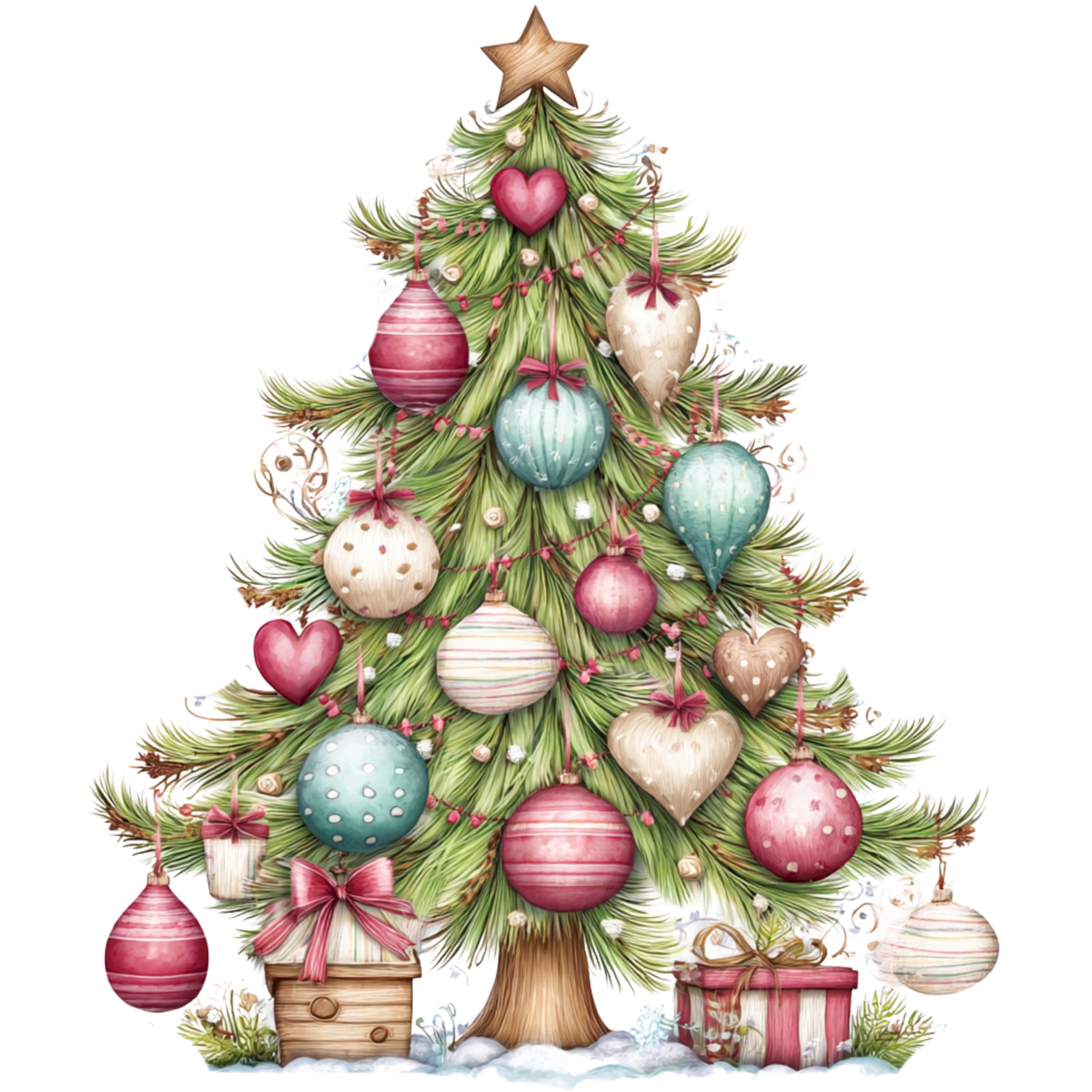 Watercolor Christmas Tree Clipart: Cute Holiday PNG Images (digital ...