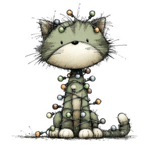 Funny Christmas Cat Clipart: Quirky Holiday Pet PNG Images (digital ...