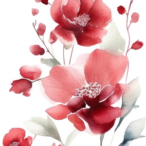 10 PNG Watercolor Red Flowers Clipart,digital Clipart,png Clipart ...