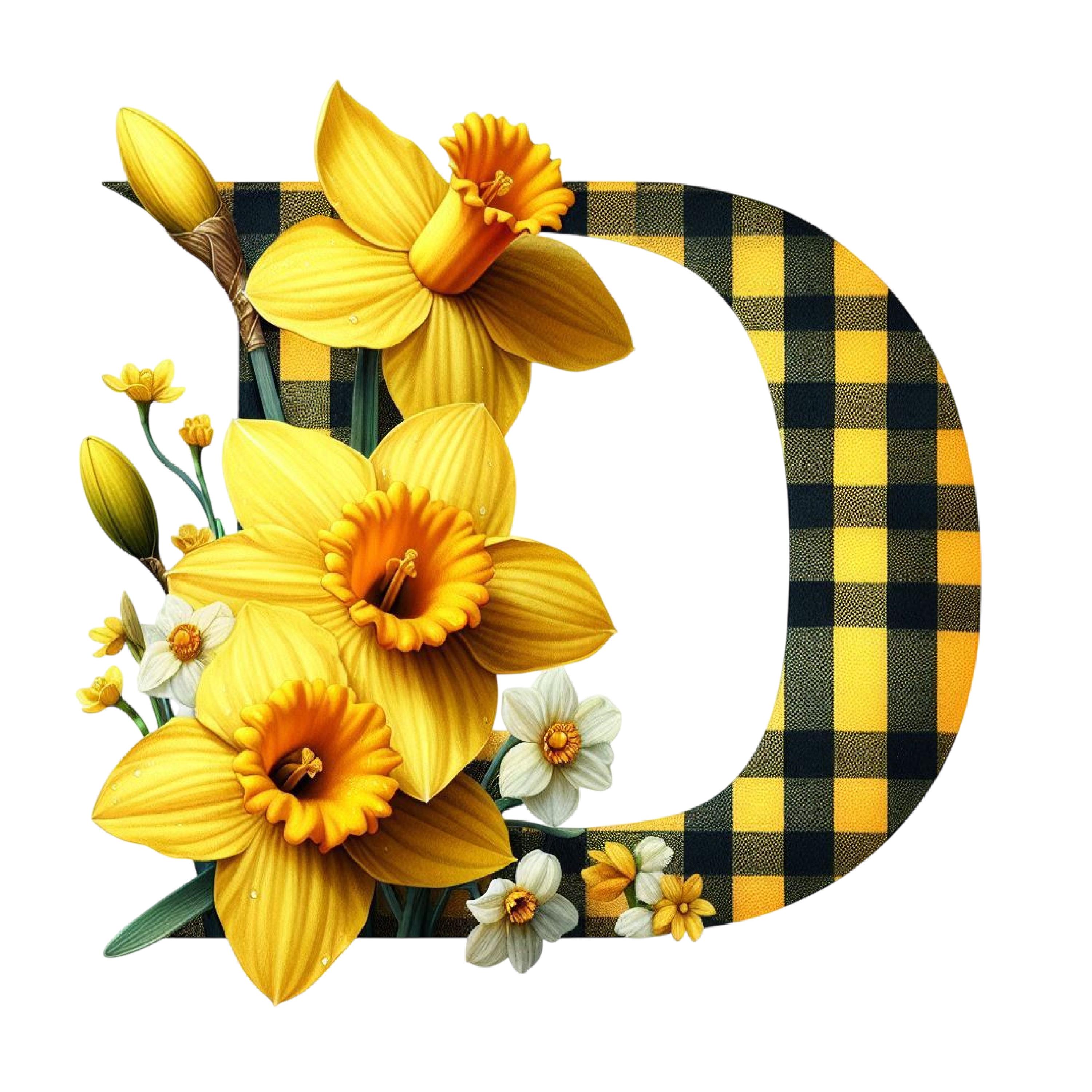 36 PNG Daffodil Spring Alphabet Sublimation,highresolution Images ...