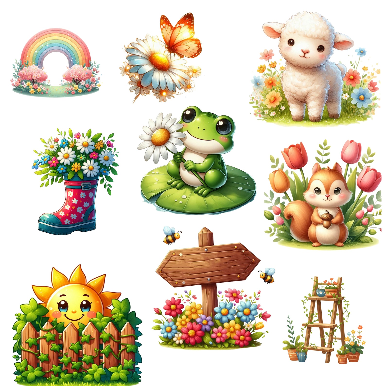 26 PNG Cute Cartoon Spring Garden Clipart, Digital Clipart,scrapbook ...