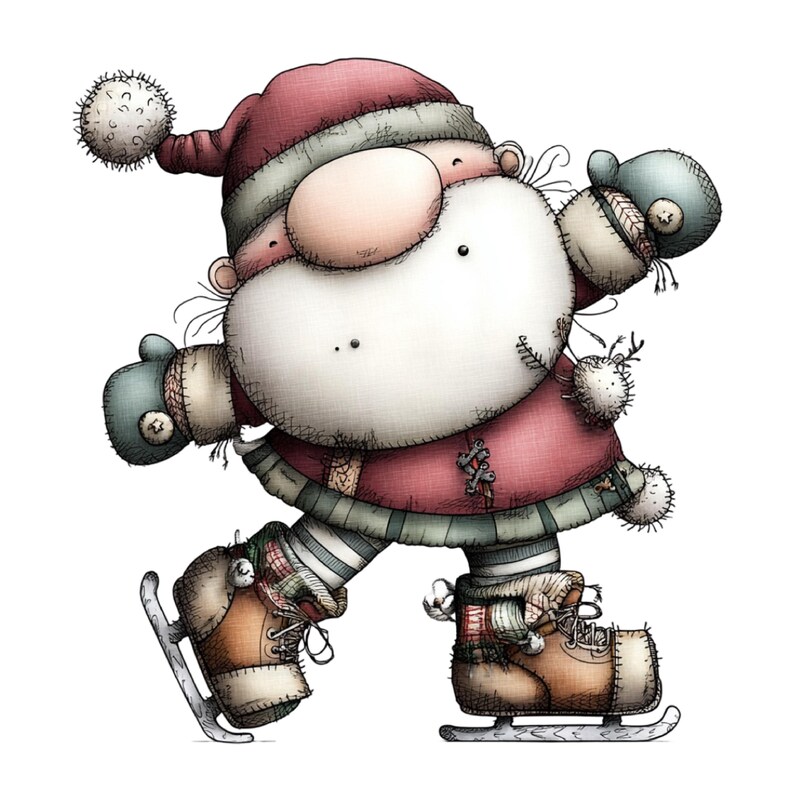 Quirky Whimsical Santas Clipart: Funny Christmas PNG Bundle (digital ...