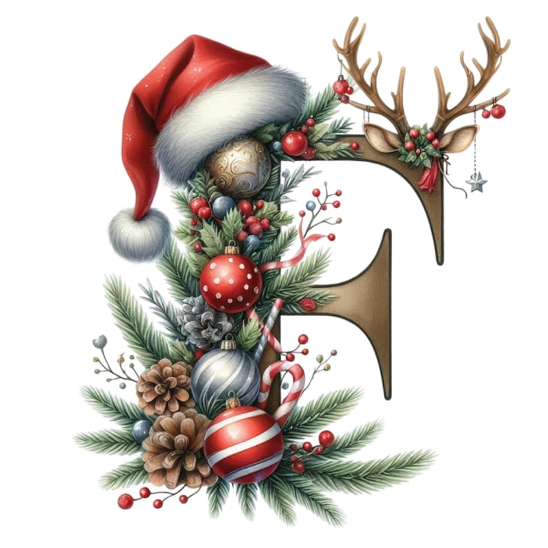 Christmas Alphabet Clipart PNG: Festive Number Set (digital Download ...