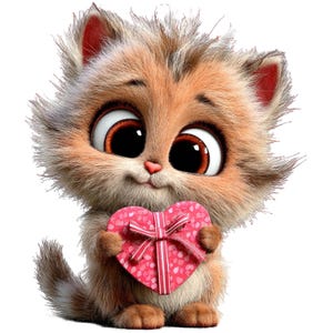 Kissy Kitty Valentine Illustration Set: Love-themed Animal Character ...