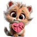 Kissy Kitty Valentine Illustration Set: Love-themed Animal Character ...