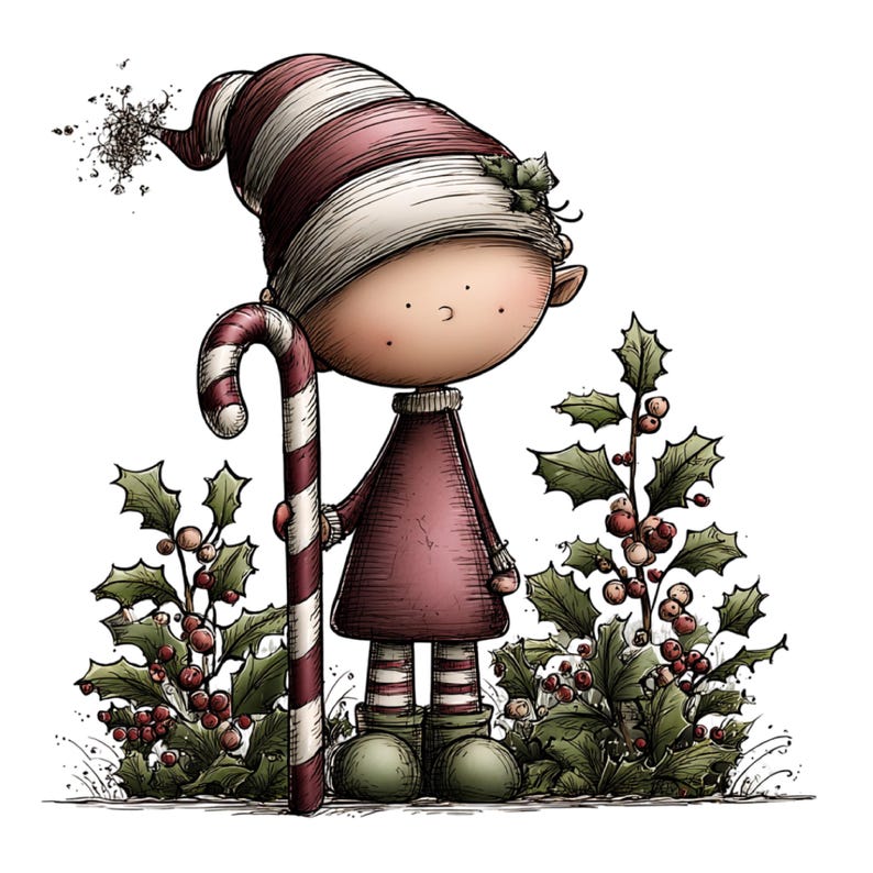 Cute Christmas Elf Clipart: Whimsical Holiday PNG Images (digital ...