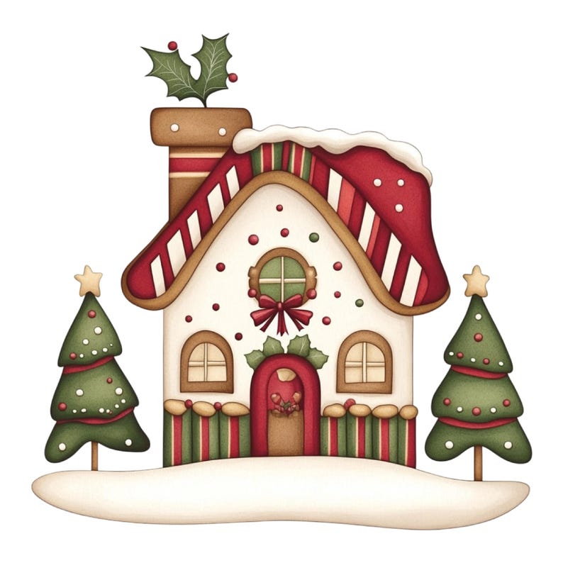 Cute Mini Christmas Houses Clipart: Whimsical Holiday Village PNG ...