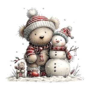 Whimsical Winter Teddy Bear Clipart Set: Snowy Holiday Bundle 47 PNG - Etsy