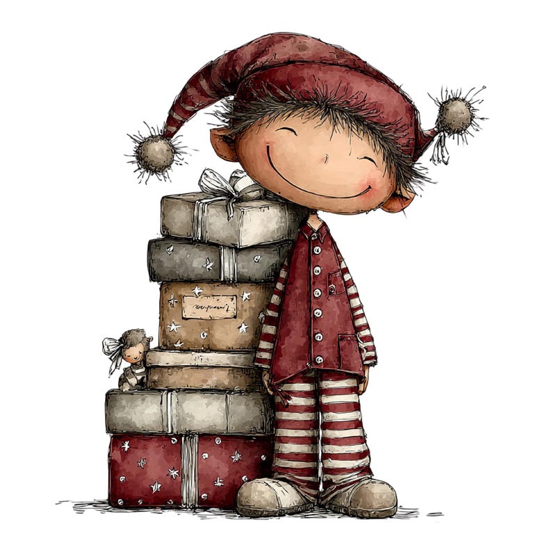 Whimsical Christmas Elf Clipart – Festive Holiday Character PNG Set ...