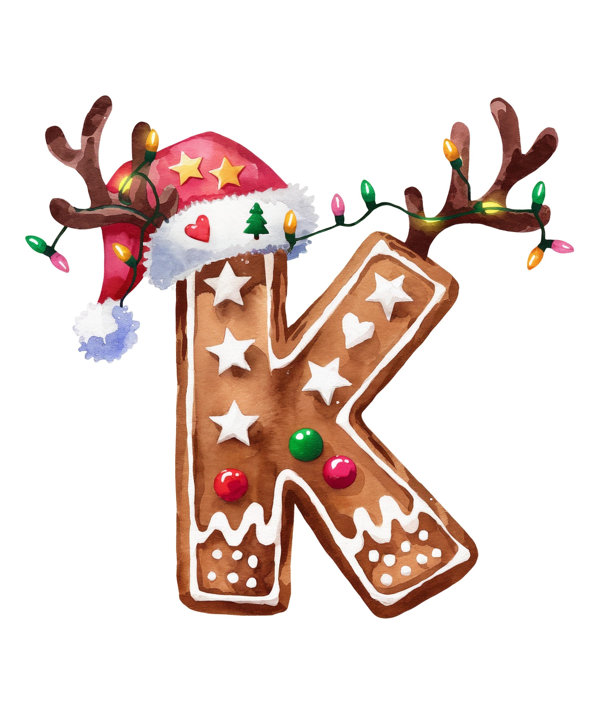 Gingerbread Alphabet Clipart: Christmas PNG, 26 PNG Festive Letters ...