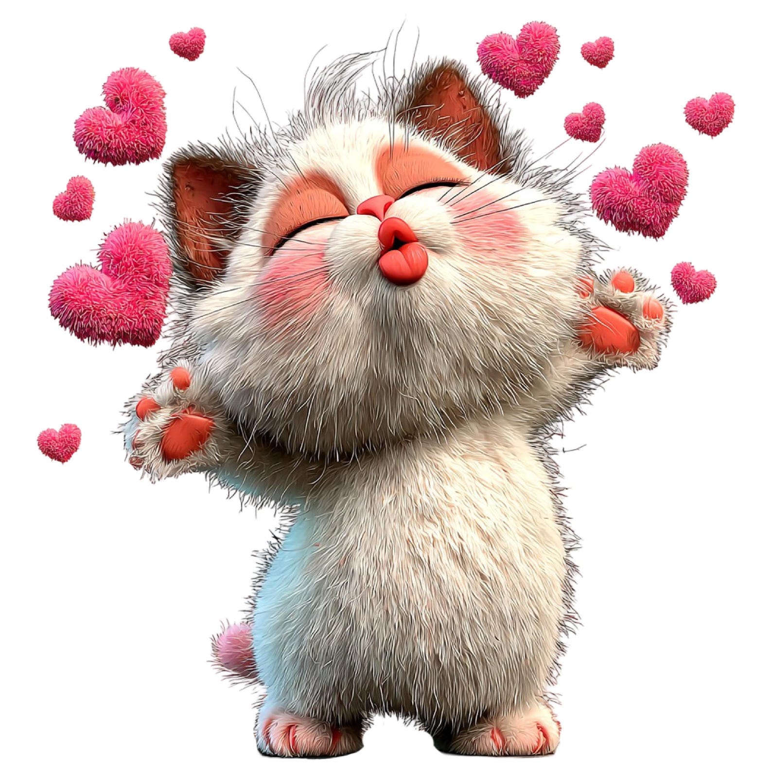 Kissy Kitty Valentine Illustration Set: Love-themed Animal Character ...