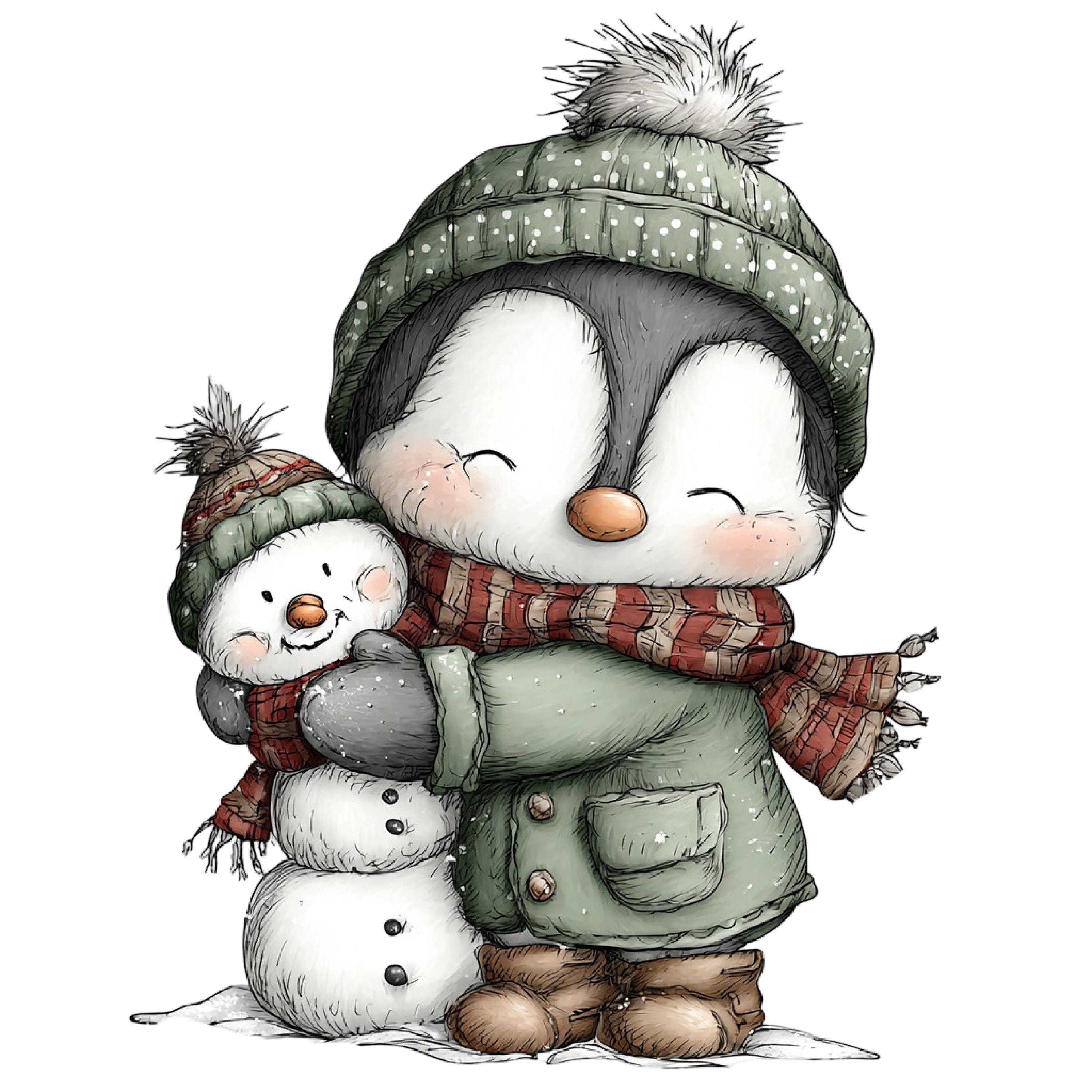 Whimsical Penguin Christmas Clipart – Cute Holiday Penguin PNG Set ...