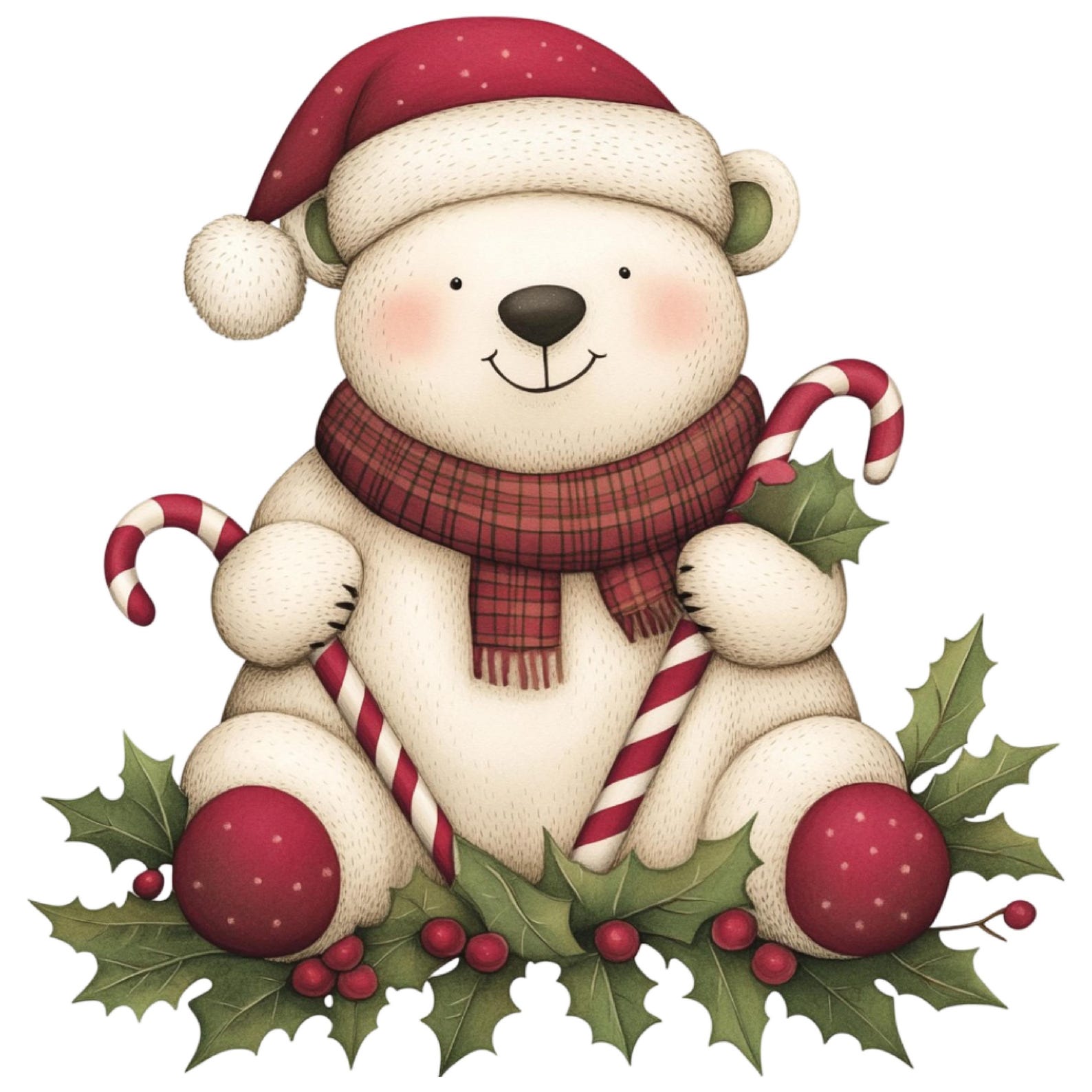 Cute Christmas Polar Bear Clipart: Whimsical Winter Holiday PNG Images ...