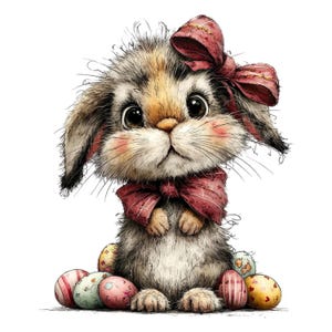 Whimsical Bunny Easter Clipart: Festive Graphics Digital Download 46 ...