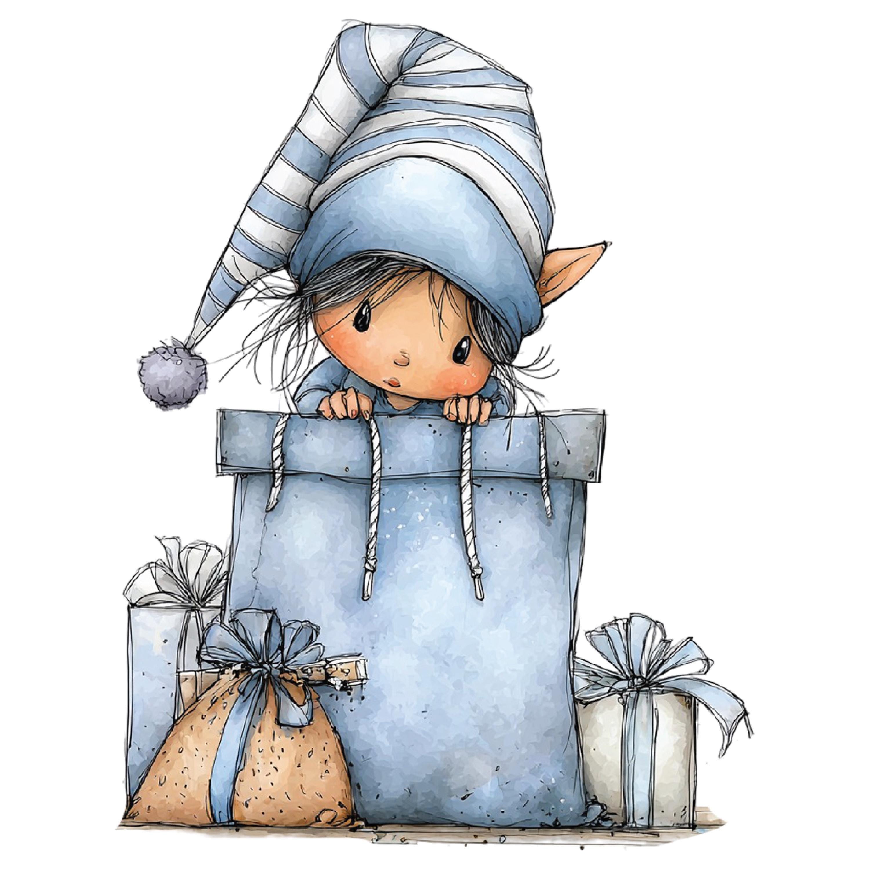 Whimsical Christmas Girl Clipart – Cute Holiday Character PNG Set ...
