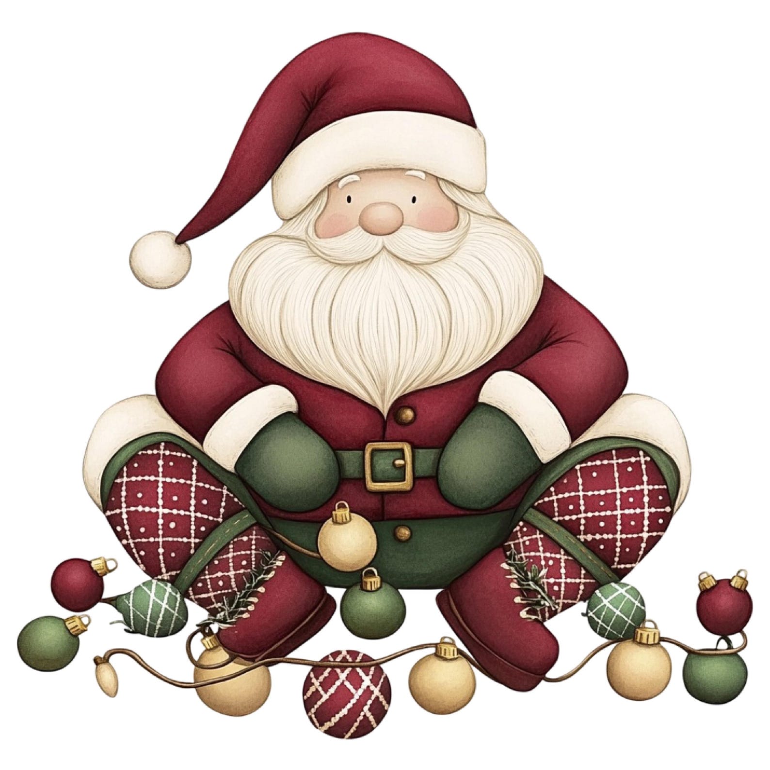 Santa With Christmas Lights Clipart: Cute Holiday PNG Images (digital ...