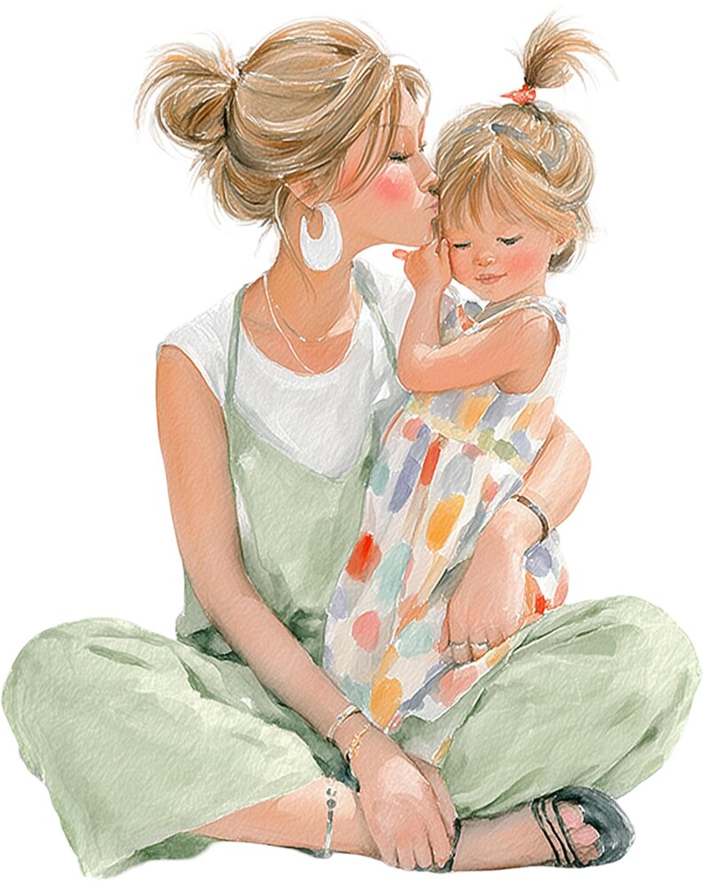 23 PNG Mother and Daughter Clipart Bundle, Cute Mother's Day Clipart ...