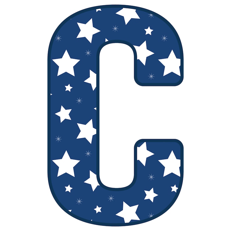 Blue Star Alphabet Sublimation: Celestial A–Z Letters PNG Images ...