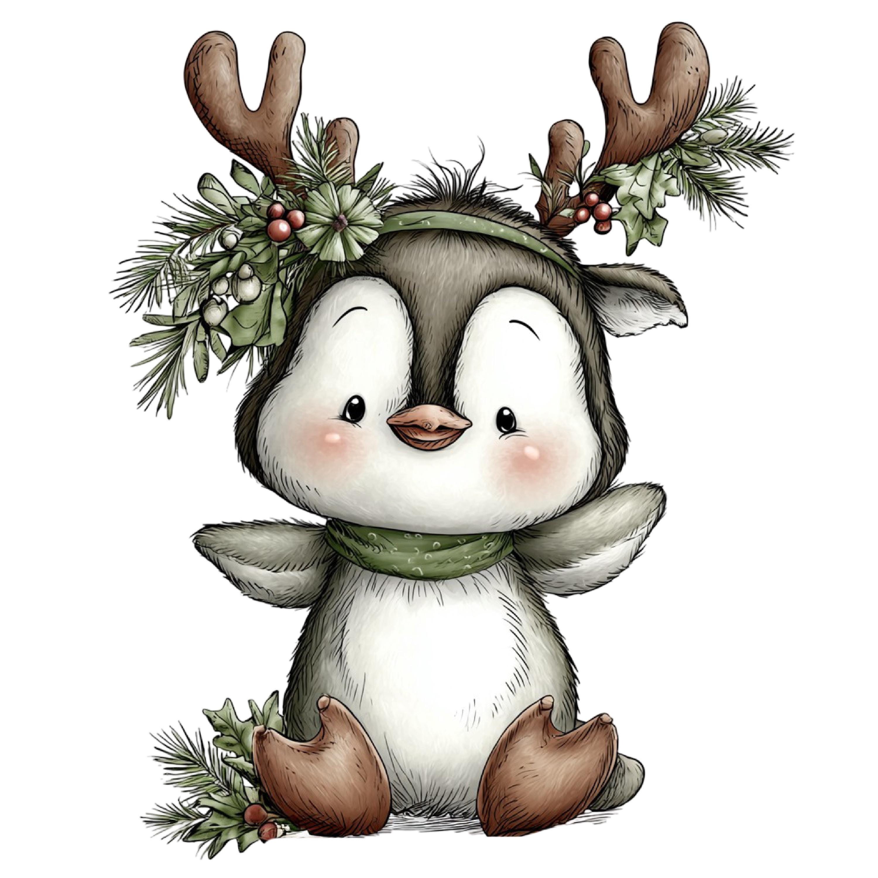Whimsical Penguin Christmas Clipart – Cute Holiday Penguin PNG Set ...