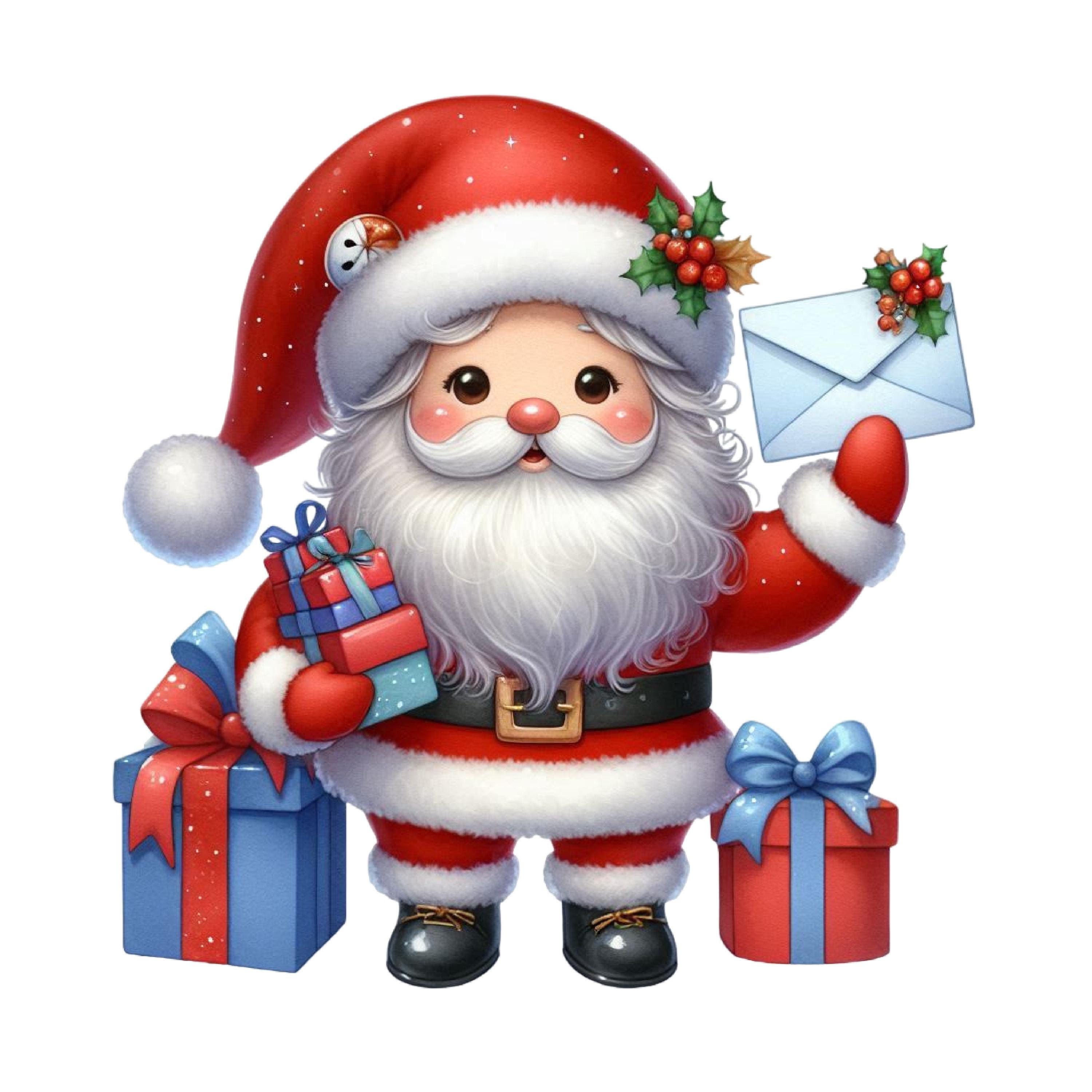 Watercolor Santa Claus Clipart: Christmas PNG, JPG (digital Download ...