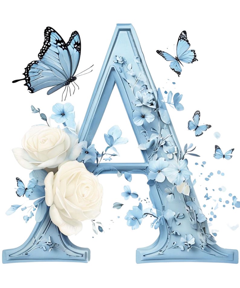 Watercolor Floral Butterflies Alphabet: Elegant Letter PNG Images ...